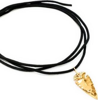 Hermina Athens Collier Sepia large avec corde en cuir