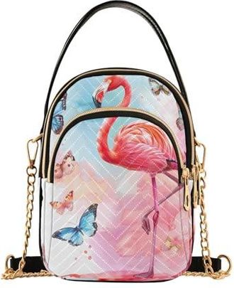 Mnsruu Sac à bandoulière pour femme, motif flamant rose, oiseau, papillon, sac à main, petit sac à bandoulière avec sangle réglable
