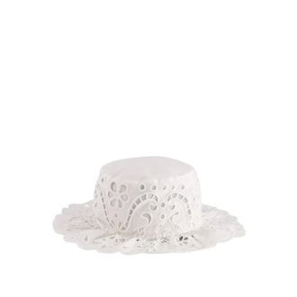 Dolce & Gabbana Femme, Accessoires, Blanc, Taille: 57 CM Chapeau dété blanc en coton brodé