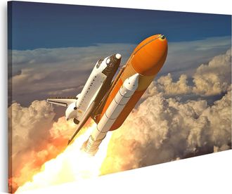 Islandburner Bild auf Leinwand Space Shuttle Über Wolken Orange Rakete Bilder Wandbilder Poster