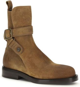 Burberry Buckle-Strap Calf Leather Boot - Brown