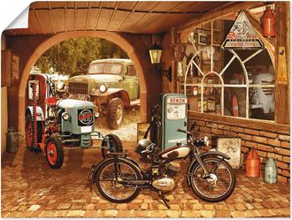 Artland Wanddeko Poster & Kunstdrucke Wandposter Nostalgie Deko Retro Vintage Werkstatt Fahrzeuge Traktor Motorrad T6HX