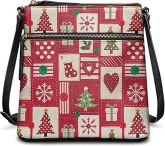 Coloranimal Sac &agrave; bandouli&egrave;re pour femme en cuir avec fermeture &eacute;clair sur le th&egrave;me de No&euml;l, Motif de No&euml;l tendance