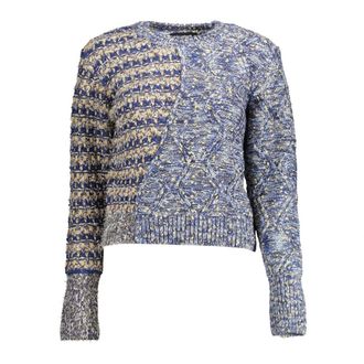 Desigual Femme, Pulls, Multicolore, Taille: 42 FR Pull Bleu &Eacute;clectique avec D&eacute;tails Contrast&eacute;s