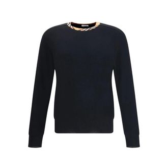 Burberry Leichter Wollpullover mit Karomuster - - Tops - Herren - Schwarzk - M