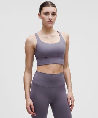 lululemon Energy BH Lang f&uuml;r Frauen - Gr&ouml;&szlig;e 10 in Grape Mist