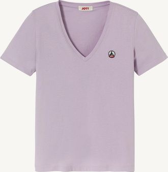 Jott T-shirt uni col V en coton biologique Mauve p&acirc;le Cancun 2.0 - Taille XS