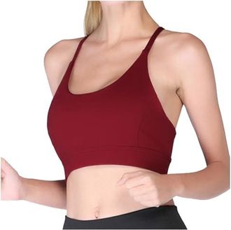 Generic Soutien-gorge de sport rembourr&eacute; &agrave; bretelles pour femme, soutien moyen, entra&icirc;nement, yoga avec bonnets amovibles, Rouge, XL