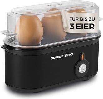 Gourmetmaxx Eierkocher für 3 Eier | Egg Boiler mit Eierstecher im Messbecher | Egg Cooker - 3 Härtegrade für deinen Eierbecher | Design Eierkocher klein - spülmas
