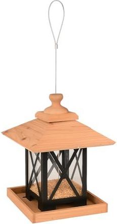 Flamingo Vogelfutterhaus - Leya Natur - 32 cm - F&uuml;r K&ouml;rner - Zedernholz & Metall - Abnehmbares Dach - Flamingo