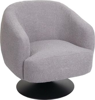 Hhg Lounge-Sessel HHG-067, Cocktailsessel Sessel drehbar, Bouclé Stoff Metall hellgrau