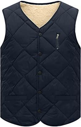 Minetom Veste sans Manches Homme en Hiver Gilet Doublure Polaire Padded Bodywarmer De Sport Doudoune Légère Manteau Epais Gilet De Plein Air avec Poches B Mar
