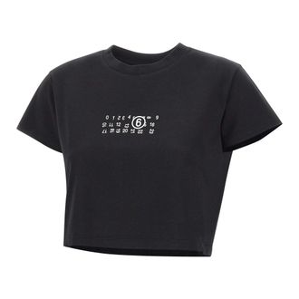 Maison Margiela Logo Print Cropped T-shirt - - Tops - Damen - Schwarzk - S