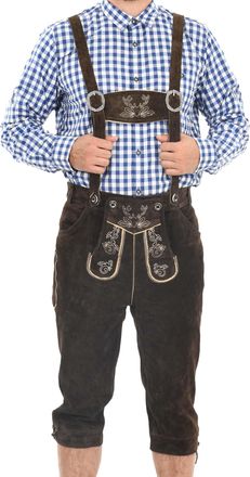 Alessandro Salvarini Herren Lederhose (46-60) - aus Echtleder, mit Tr&auml;ger AS450 - Dunkelbraun Gr&ouml;&szlig;e 52 - Gr.52