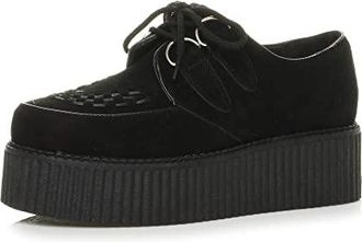 Ajvani Chaussures Bottes Plates Plate-Forme Punk &agrave; Lacets pour Femmes Taille 5 38