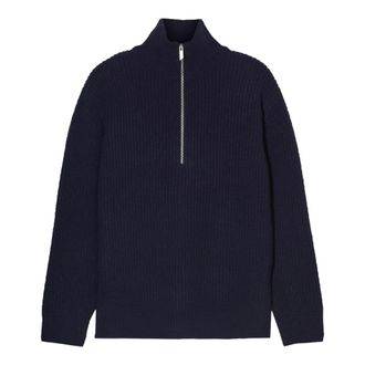 Closed Pullover aus Wolle mit halbem Rei&szlig;verschluss - - Knitwear - Herren - Blau - S
