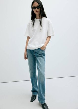 Mango T-shirt manches courtes oversize blanc - Femme - XXS - MANGO