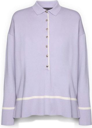 Elena Miro Femme, Pulls, Violet, Taille: 48 FR Polo avec boutons et bordures contrastantes