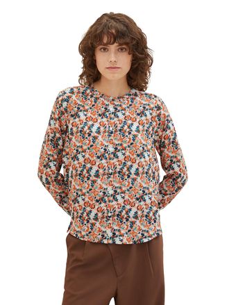 Tom Tailor Damen 1037880 Bluse mit Muster, 32369-small Grey tie dye floral, 40
