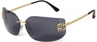 Generic Lunettes de soleil rectangulaires sans monture pour femmes de luxe sans monture UV400, c1, Taille unique