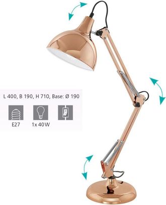 Eglo Lampe &agrave; poser Borgillio - Cuivre
