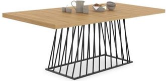 IDMarket Table à Manger Extensible Rectangle Yuna 6-10 Personnes Plateau Bois et Pied Filaire en métal Noir 160-200 cm