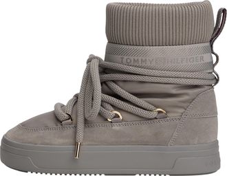 Tommy Hilfiger Damen Mid Boot Stiefel Logotape Warm Wasserabweisend, Mehrfarbig (Pewter Grey), 42