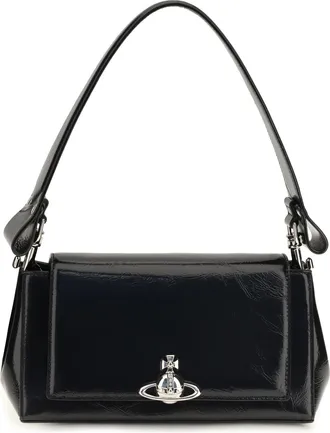 Vivienne Westwood Hazel Calfskin Leather Shoulder Bag - Black