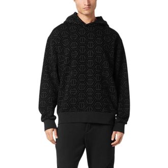 Philipp Plein Hoodie mit beflocktem Logo - - Sweatshirts & Hoodies - Herren - Schwarzk - M
