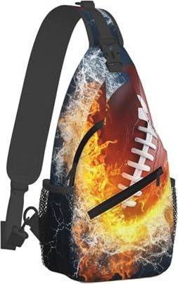Generic L&eacute;ger Sacoche Bandouliere Football am&eacute;ricain Eau Feu Flamme Sacs &agrave; Bandouli&egrave;re Casual Sac &agrave; Dos De Voyage pour Randonn&eacute;e Cyclisme &eacute;cole