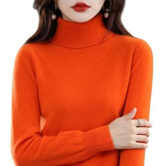 Generic Pull à col roulé 100 % laine pour femme, surdimensionné, manches longues, doux, habillé, basique en tricot chaud pour lhiver, Chaud 11, M