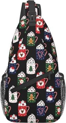 Generic P&egrave;re No&euml;l, Cerf, Canne, Coeur, Sapin De No&euml;l, Gingembre, Pain, Homme Sac Poitrine Pratique Sling Bag D&eacute;contract&eacute; Sac &Agrave; Dos Bandouli&egrave;re Pour Cyclisme C