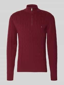 Tommy Hilfiger Regular Fit Troyer aus reiner Baumwolle mit Logo-Stitching