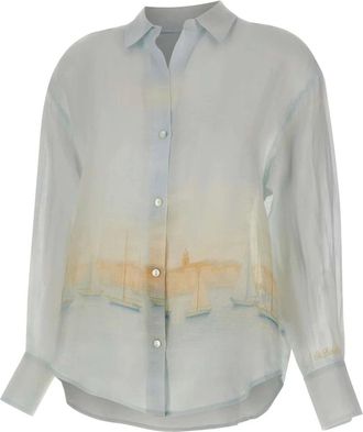 MC2 Saint Barth Femme, Blouses et Chemises, Bleu, Taille: 38 FR Cristal Shirt