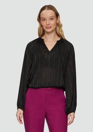s.Oliver Langarmbluse Bluse Semitransparente Chiffon-Bluse mit Streifen und Glitzergarn