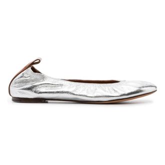 Lanvin Femme, Chaussures, Gris, Taille: 38 EU Ballerine en cuir m&eacute;tallis&eacute;