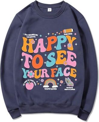 Generic Sweat-shirt pour femme - Imprim&eacute; graphique britannique - Haut surdimensionn&eacute; - Col rond - Manches longues - Automne - Hiver - D&eacute;contract&eacute; - Confortabl