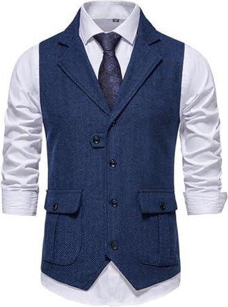 Generic Gilet de loisirs pour homme - Été élégant - Gris - Gilet daffaires - Rouge foncé - Gilet de mariage - Coupe ajustée - Col en V - Avec boutons - Gilet 