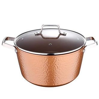 San Ignacio SAN Ignacio Origin - Canco mit 28 cm Deckel - Hergestellt in geschmiedetem Aluminium - Whitford Interieur - Au&szlig;enheizbest&auml;ndiger Farbe - Kupfer - Indu