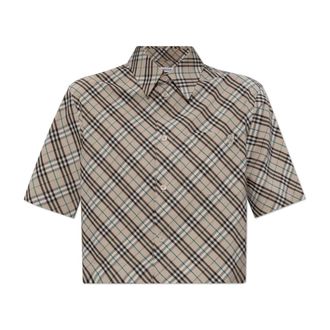 Burberry Femme, Blouses et Chemises, Beige, Taille: 36 FR Chemise courte &agrave; carreaux