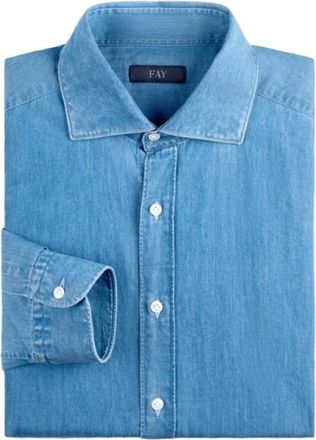 Fay Homme, Chemises, Bleu, Taille: 3XL Chemise en jean avec col fran&ccedil;ais