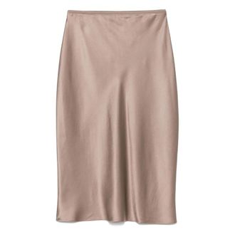 Joseph Gr&uuml;ner Seiden Midi Rock - - Skirts - Damen - Braun - M