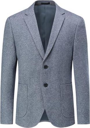 AlltheMen Blazer Homme Chic et Elegant Veste de Costume Slim Fit Deux Boutons Mariage Casual Bleu XXL