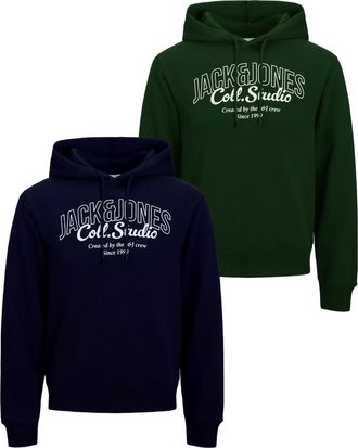Jack & Jones Male Kapuzenpullover Logo Kapuzenpullover (Doppelpack Hood 21 (606 SkyCapt./DuffelB, XL))