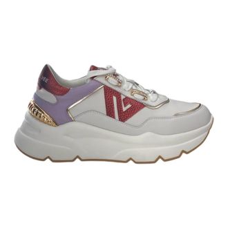 Emanuelle Vee Wei&szlig;e Ledersneaker mit Bordeaux-Details - - Shoes - Damen - Wei&szlig; - 39 EU
