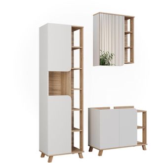Vicco Badm&ouml;bel-Set Karen, Sonoma/Wei&szlig;, 3 Teile