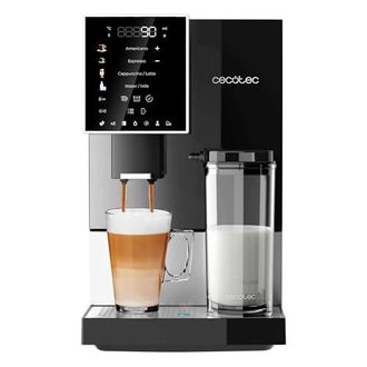 Cecotec Superautomatische Kaffeemaschine Cremmaet Compactccino Black Silver, 19 Bar, Thermoblock-System, frisch gemahlene Bohnen Plug&Play, 150 g Kaffeebohnen