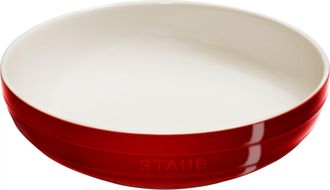 Staub Auflaufförmchen aus Steingut, Keramik, 29,2 cm, flache Servierschale, Kirschrot