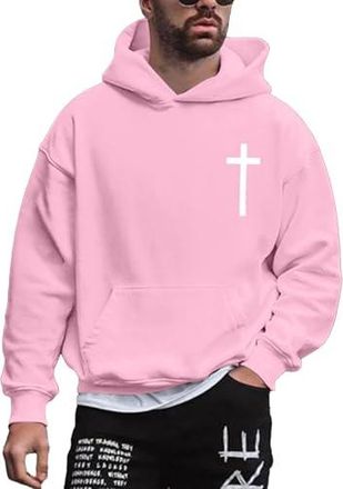 Generic Sweat à capuche pour homme imprimé au Royaume-Uni - Couleur unie - Style décontracté - Tendance - Manches longues - Streetwear - Haut ample - Léger - 