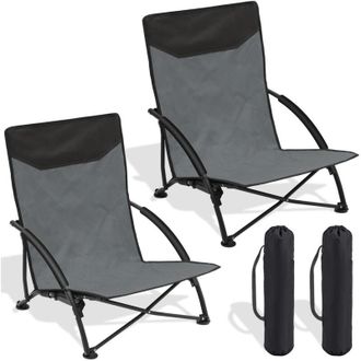 Sekey Sekey 2er Set Liegestuhl Strandstuhl Klappbar mit Tasche Campingstuhl f&uuml;r Strand Klappstuhl Angelstuhl Faltstuhl - Grau